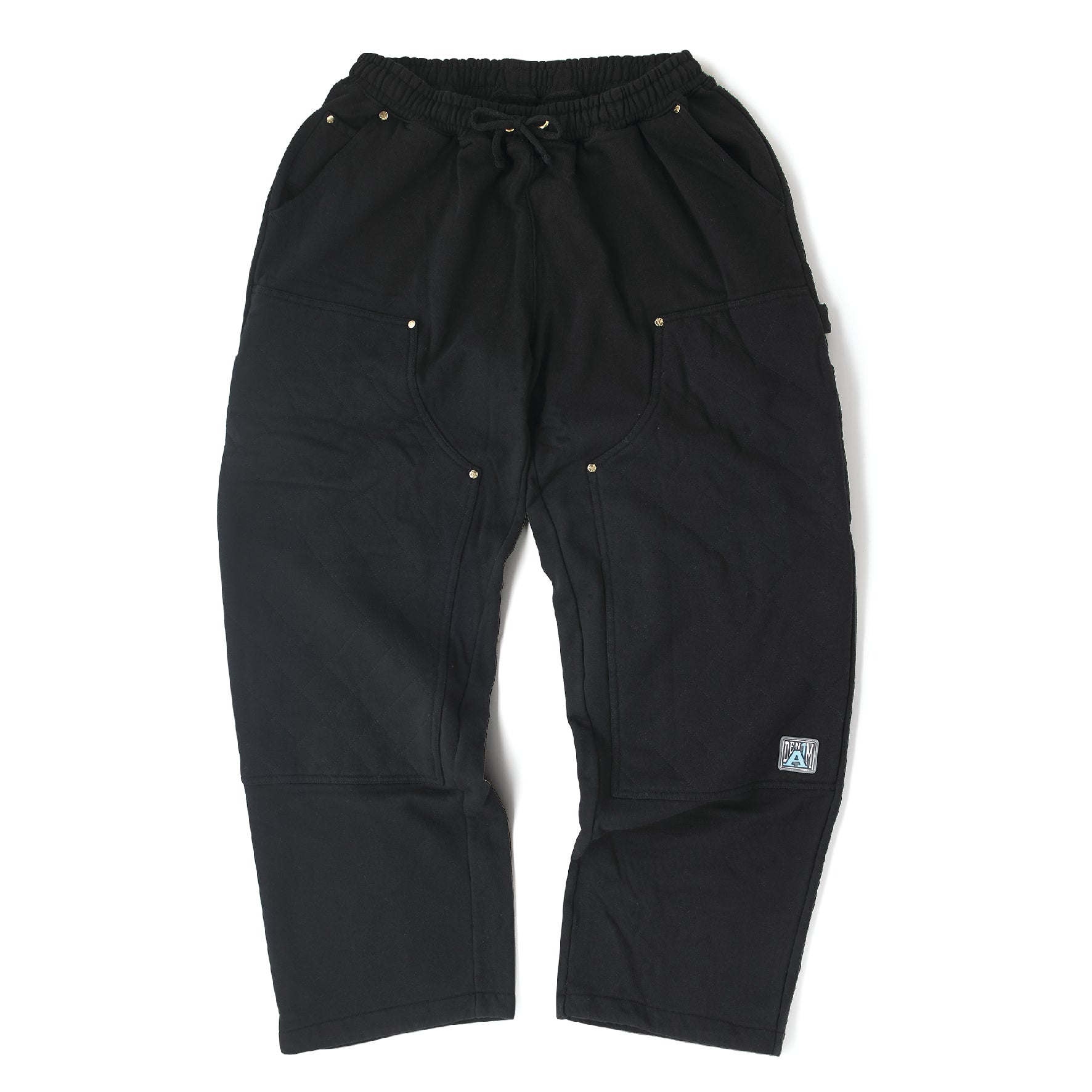 Quilted Double Knee Sweat Pant - Black – A1 Denim